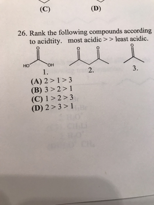 Solved (C) (D) 26. Rank the following compounds according to | Chegg.com