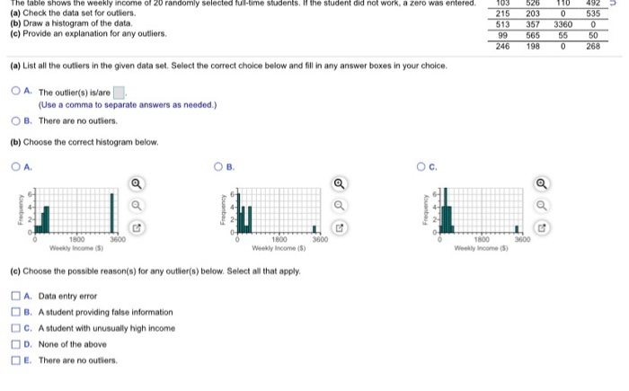 Solved The table shows the weekly income of 20 randomly | Chegg.com