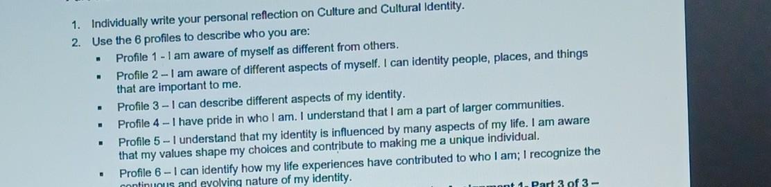 1. Indlvidually write your personal reflection on | Chegg.com