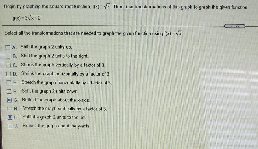 Solved Begin by graphing the square root function, f(x)=x. | Chegg.com