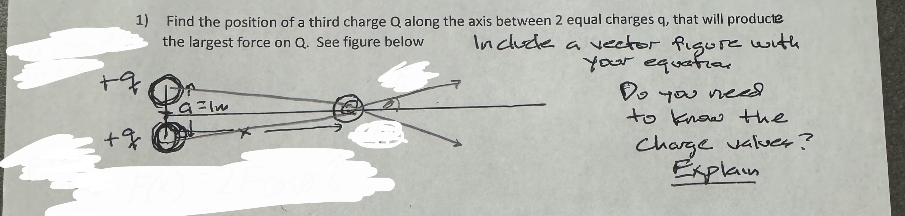 Solved Find the position of a third charge Q ﻿along the axis | Chegg.com