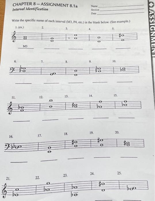 Write the specific name of each interval (M3, P4, | Chegg.com
