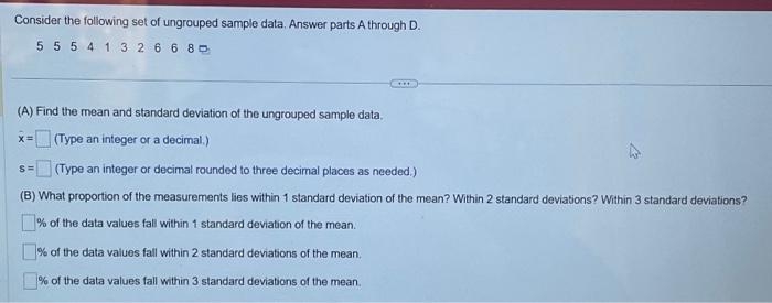 Solved Consider the following set of ungrouped sample data. | Chegg.com