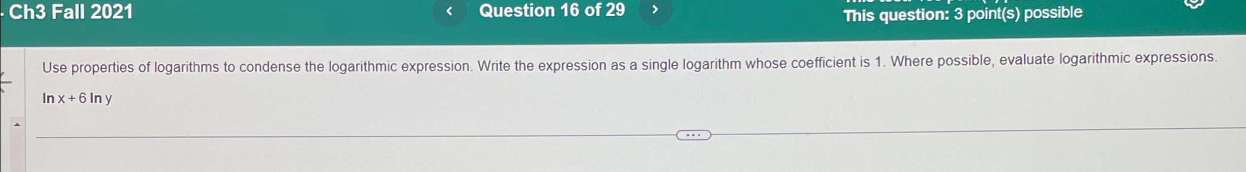 Solved Ch3 ﻿Fall 2021Question 16 ﻿of 29This question: 3 | Chegg.com