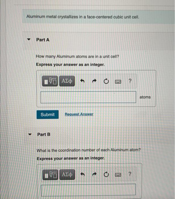 Solved Aluminum metal crystallizes in a face-centered cubic | Chegg.com