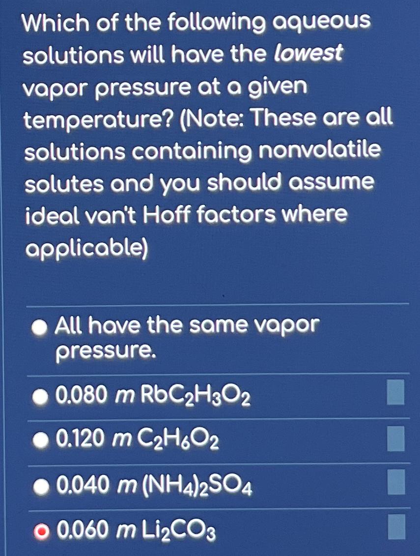 Solved Which of the following aqueous solutions will have | Chegg.com