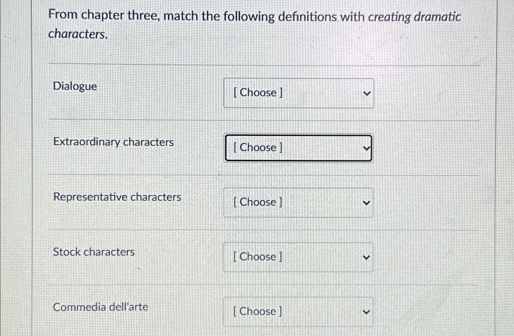 Solved From chapter three, match the following definitions | Chegg.com