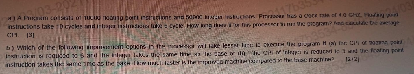 Solved a.) ﻿A Program consists of 10000 ﻿floating point | Chegg.com