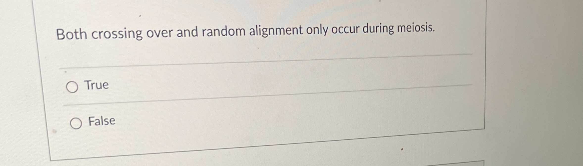 Solved Both crossing over and random alignment only occur | Chegg.com