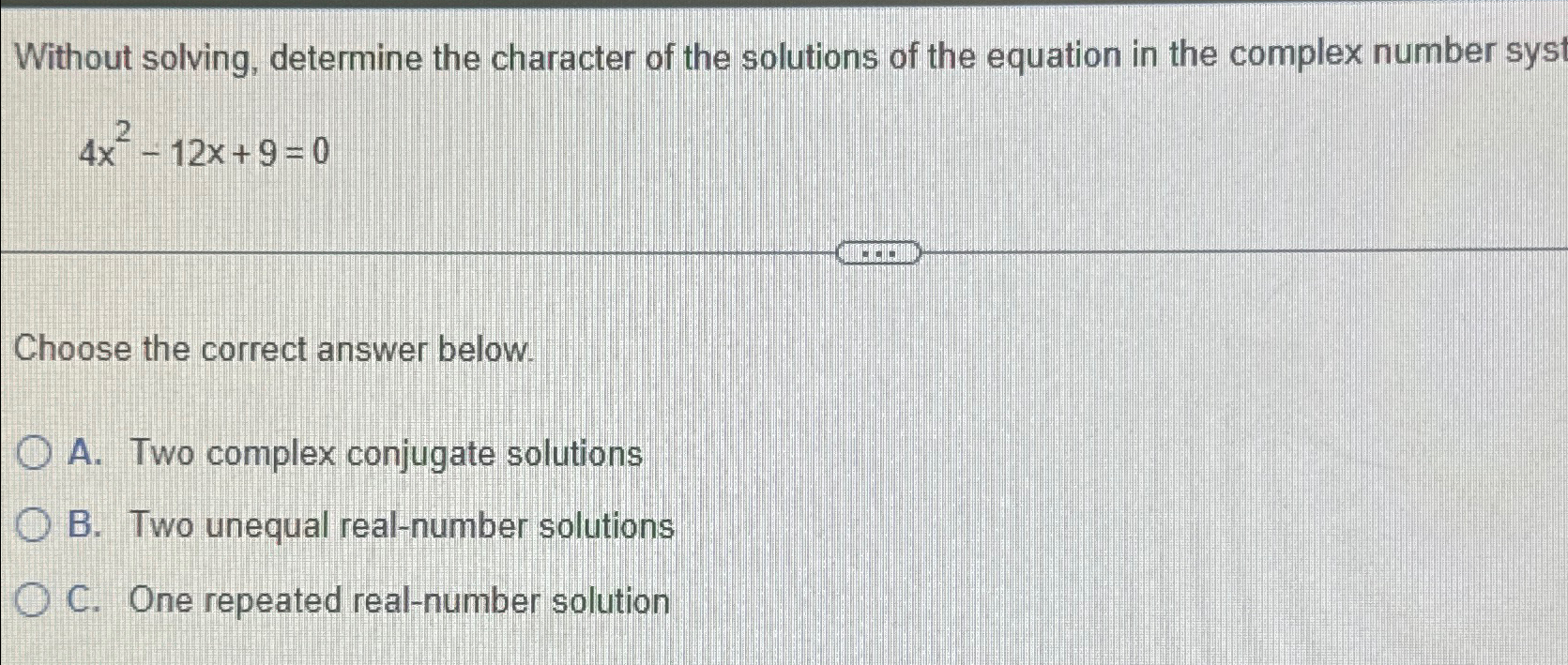 Solved Without solving, determine the character of the | Chegg.com