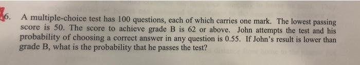 Solved A multiple-choice test has 100 questions, each of | Chegg.com