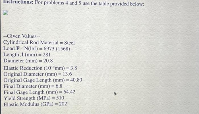 Solved Instructions: For problems 4 and 5 use the table | Chegg.com