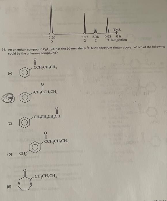 Solved 6. An unknown compound C10H12O, has the 60 -megahert2 | Chegg.com