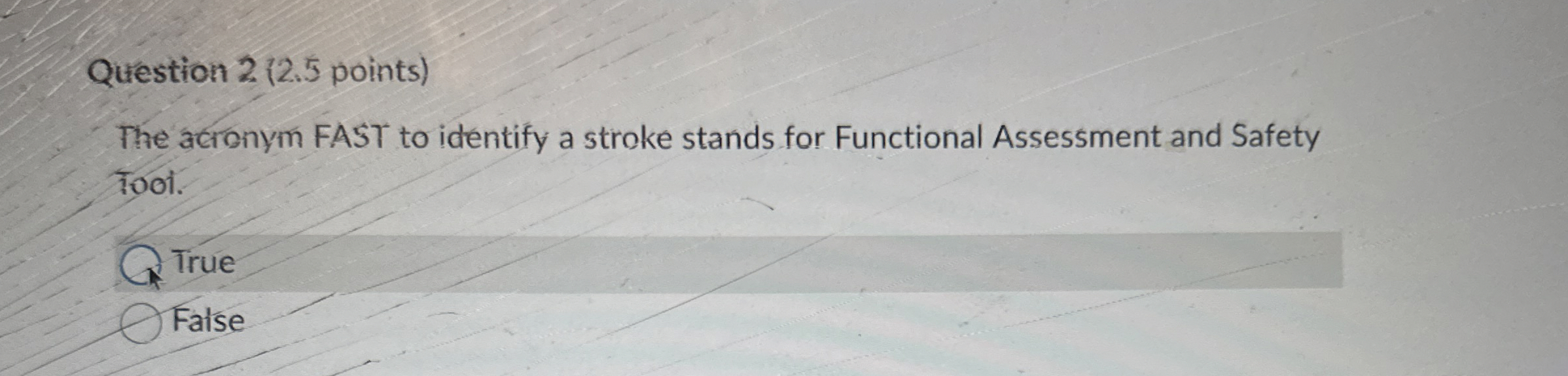 Solved Question 2 (2.5 ﻿points)The acionym FAST to identify | Chegg.com