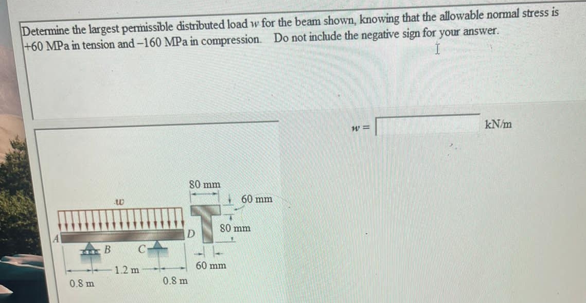 Solved Determine the largest permissible distributed load w | Chegg.com