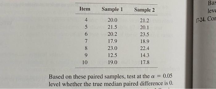 Solved 17-20. You are given two paired samples with the | Chegg.com