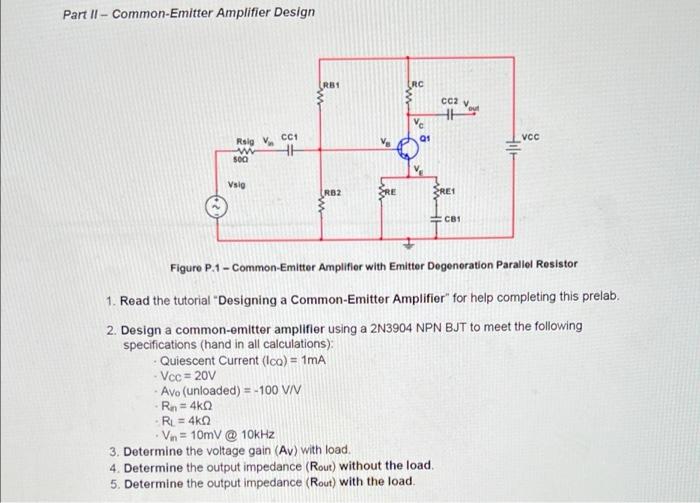 Solved Part II - Common-Emitter Amplifier Design R51 (RC CCZ | Chegg.com