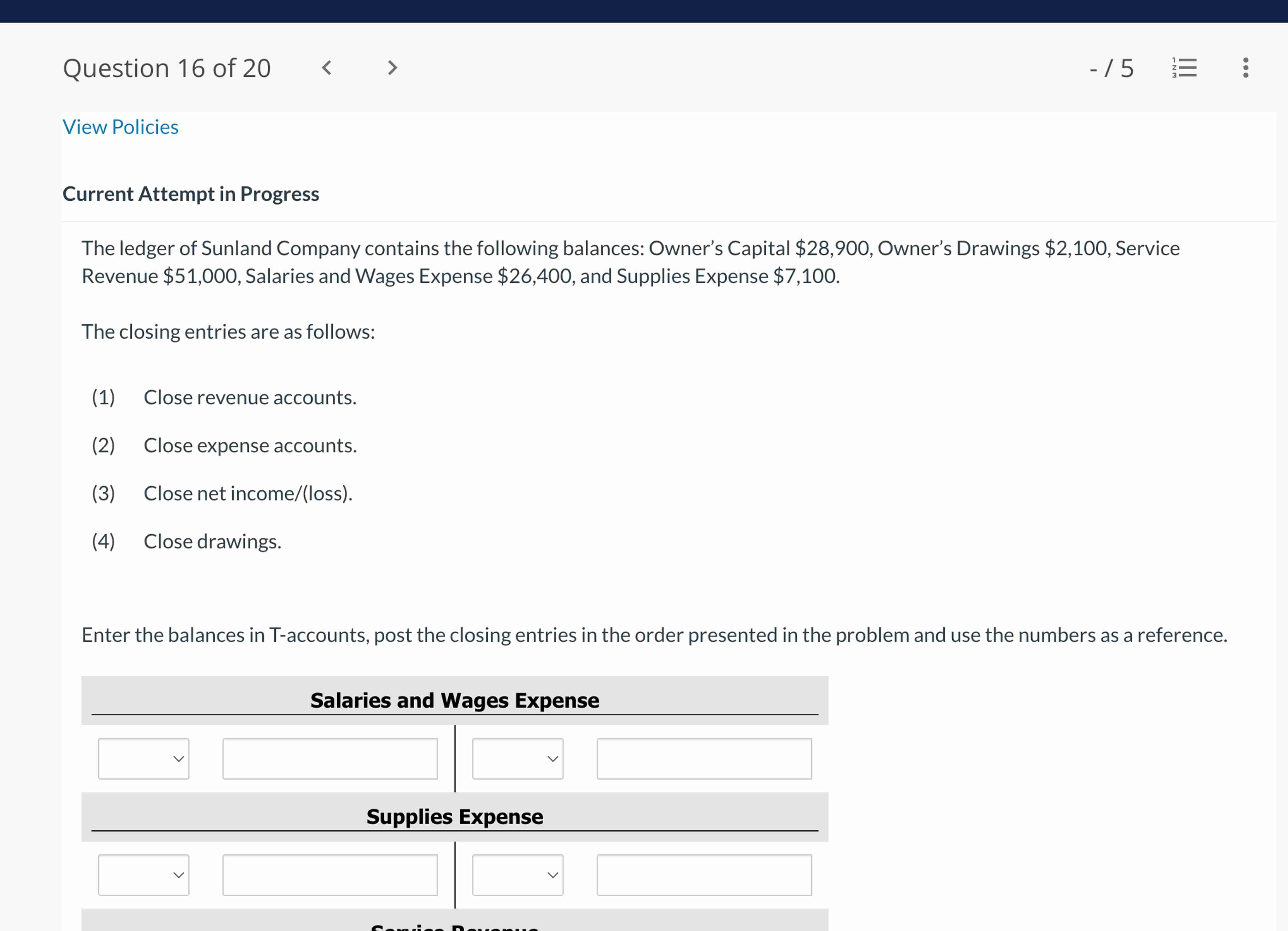 Solved Current Attempt in ProgressThe ledger of Sunland | Chegg.com