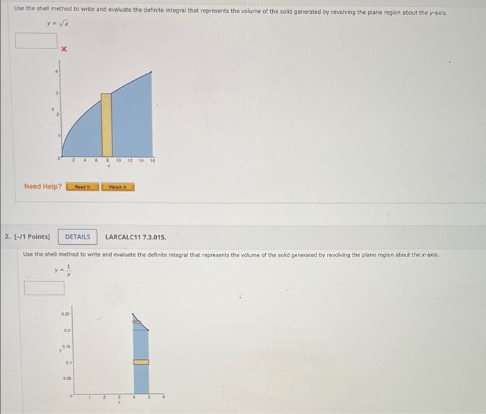 Solved LARCALC117.3.015. Use the shell method to write and | Chegg.com
