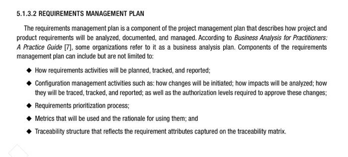 Solved Prepare a requirements management plan (RMP) that | Chegg.com