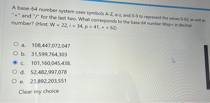Solved A base- 64 number system uses symbols A−Z, a−z, and | Chegg.com