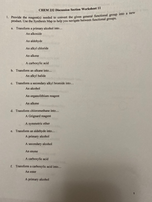 Solved CHEM 232 Discussion Section Worksheet 11 be 1. | Chegg.com