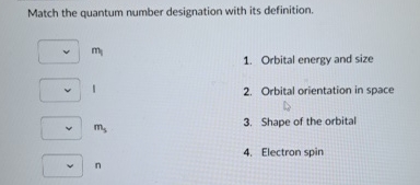 Solved Match the quantum number designation with its | Chegg.com
