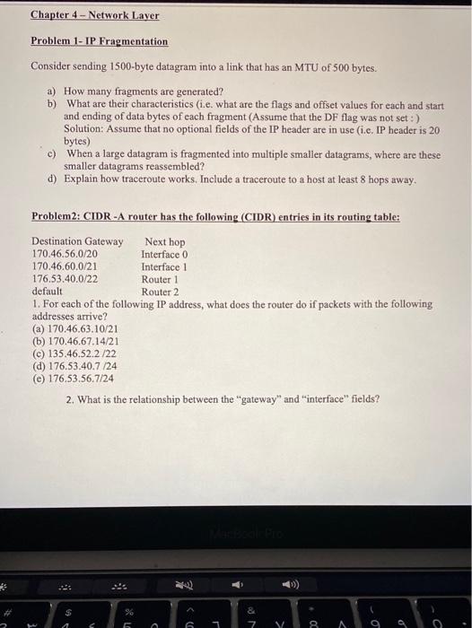 Solved Chapter 4 Network Layer Problem 1 Ip Fragmentation 6204