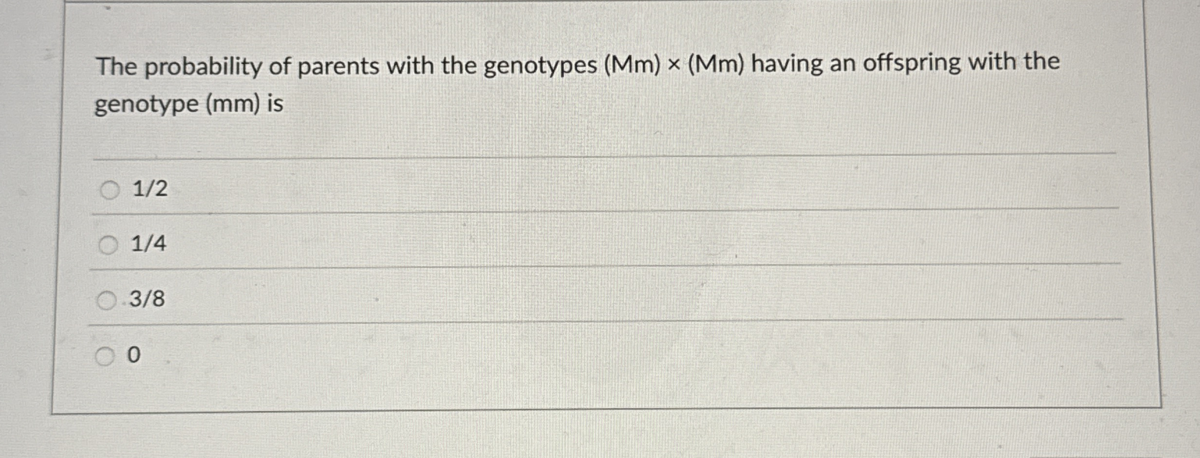 Solved The probability of parents with the genotypes | Chegg.com