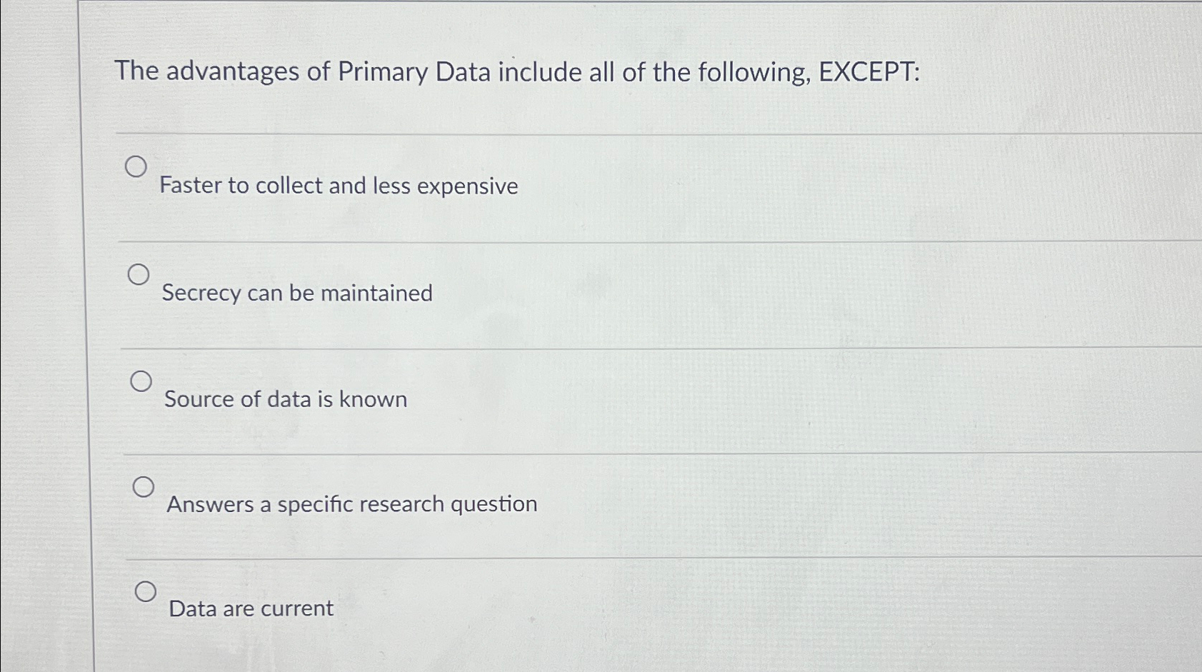 Solved The advantages of Primary Data include all of the | Chegg.com