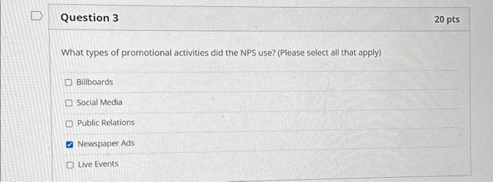 Solved D Question 3 What types of promotional activities did | Chegg.com