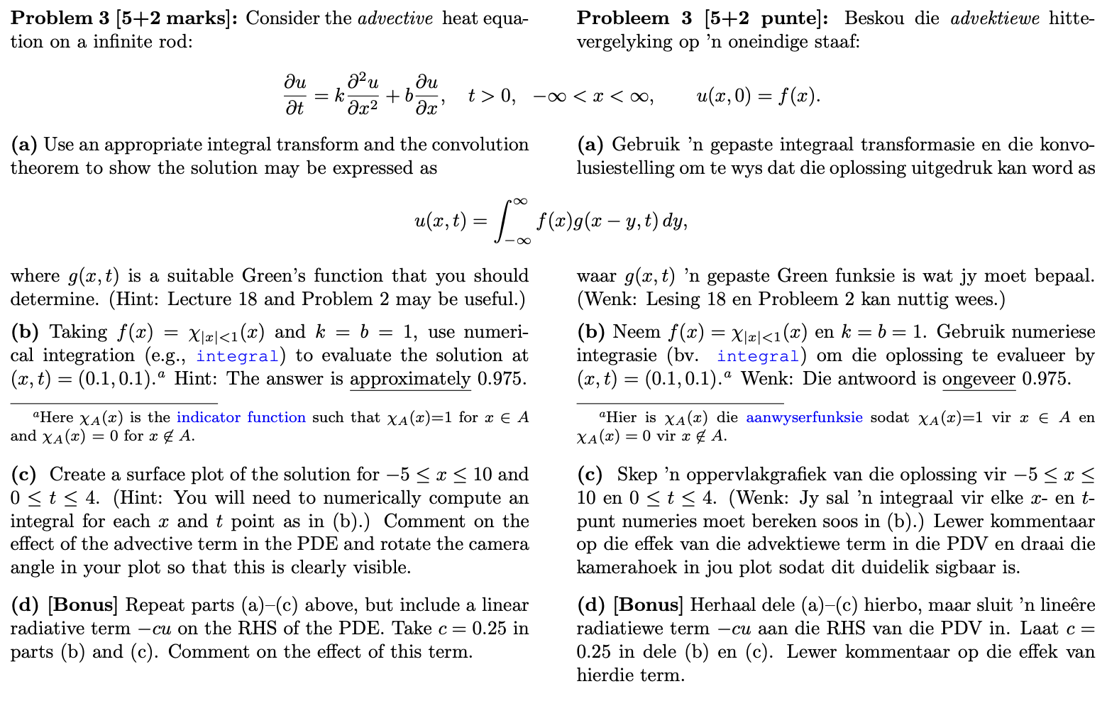 Solved Problem 3 [5+2 ﻿marks]: Consider the advective heat | Chegg.com