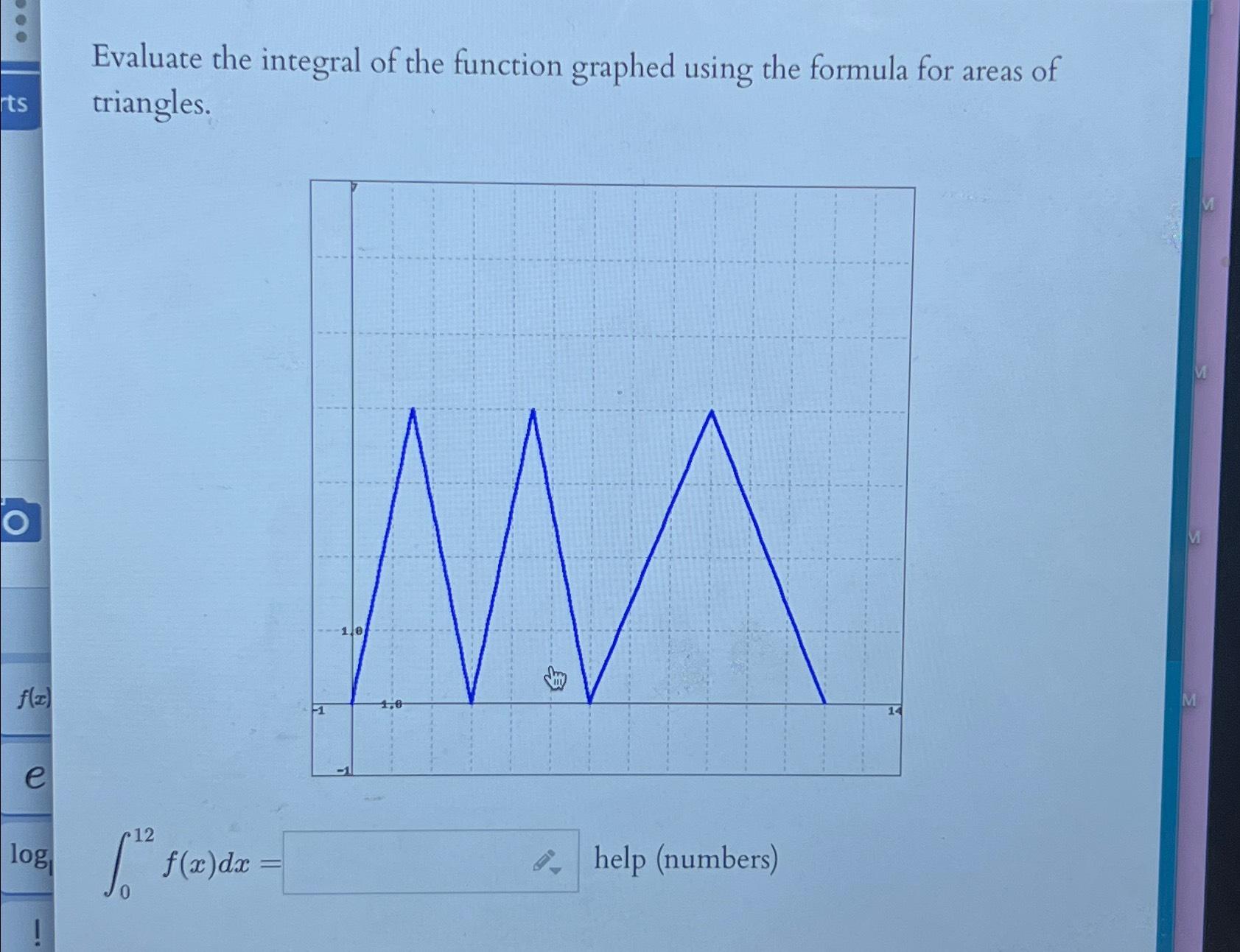 Solved Evaluate the integral of the function graphed using | Chegg.com