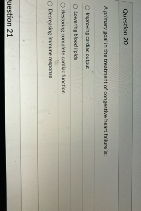 Solved Question 20A primary goal in the treatment of | Chegg.com