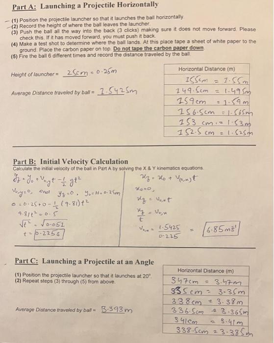 Solved Part A: Launching a Projectile Horizontally (1) | Chegg.com