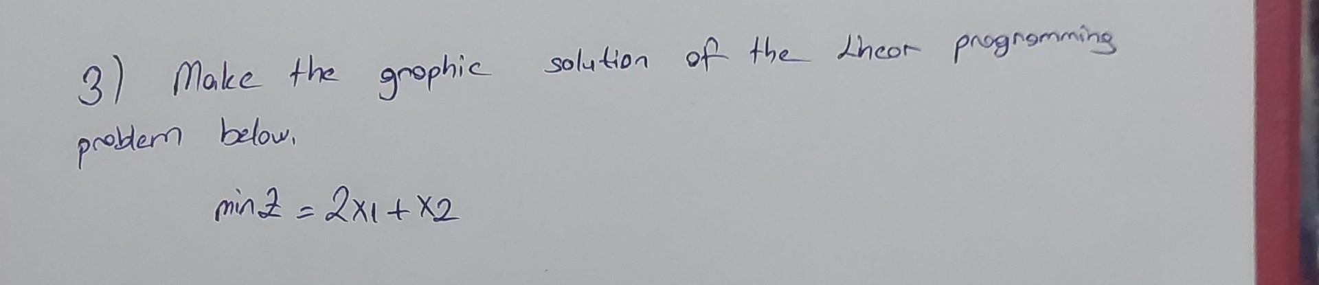 Solved 3) Make the grophic solution of the Lheor prognomming | Chegg.com