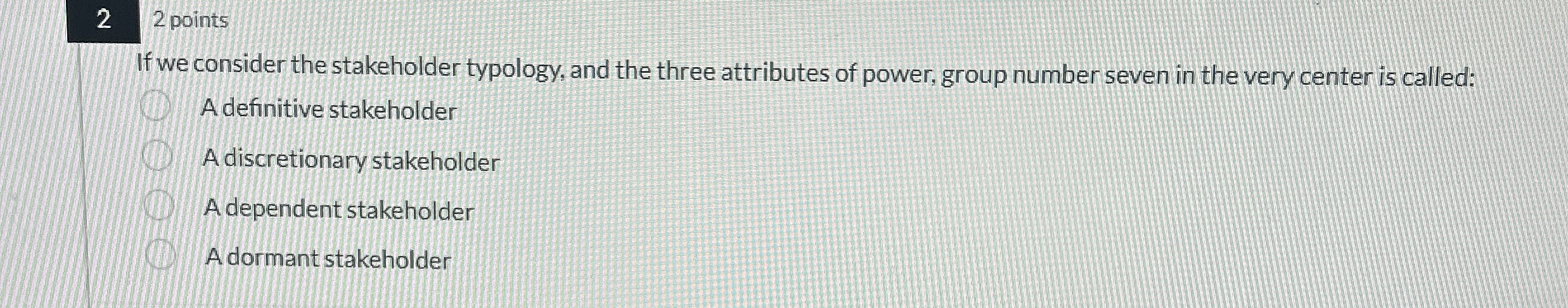Solved 2,2 ﻿pointsIf we consider the stakeholder typology, | Chegg.com
