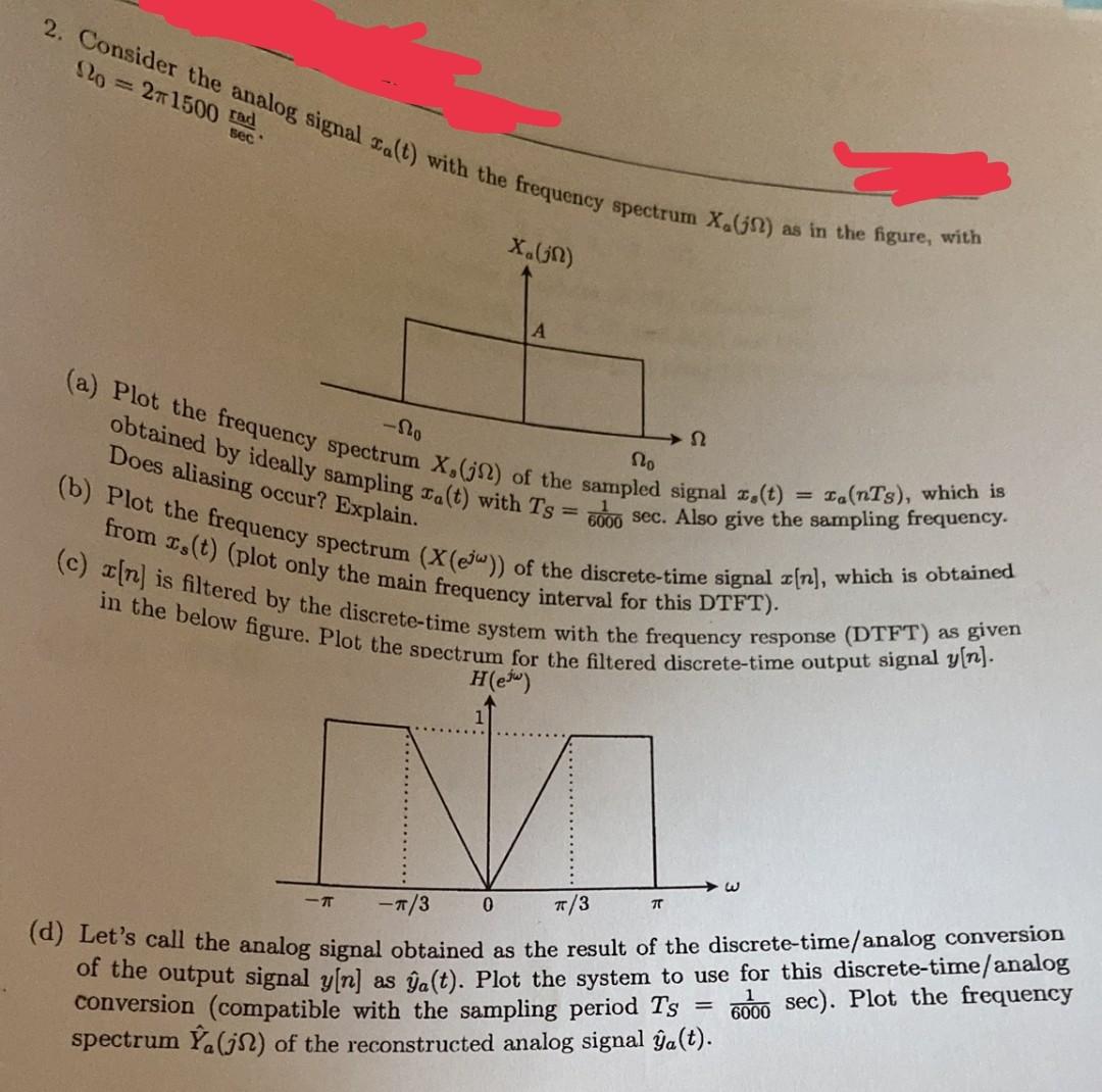 (a) Plot the frequen Does aliasing occur sampling | Chegg.com