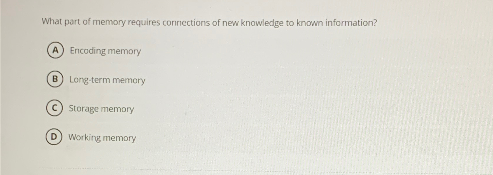 Solved What part of memory requires connections of new | Chegg.com