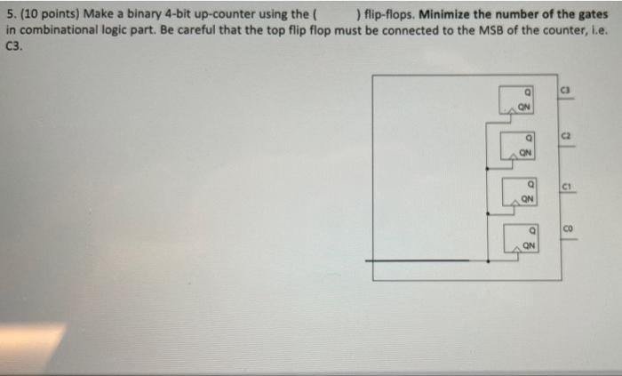 Solved 5. (10 points) Make a binary 4-bit up-counter using | Chegg.com