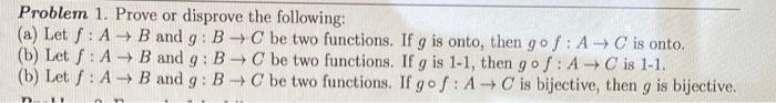 Solved Problem 1. Prove or disprove the following: (a) Let | Chegg.com