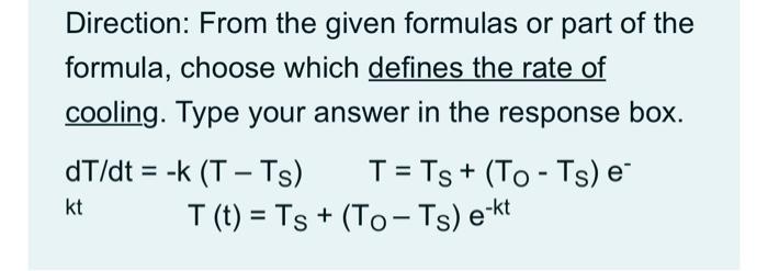 Solved Direction: From the given formulas or part of the | Chegg.com