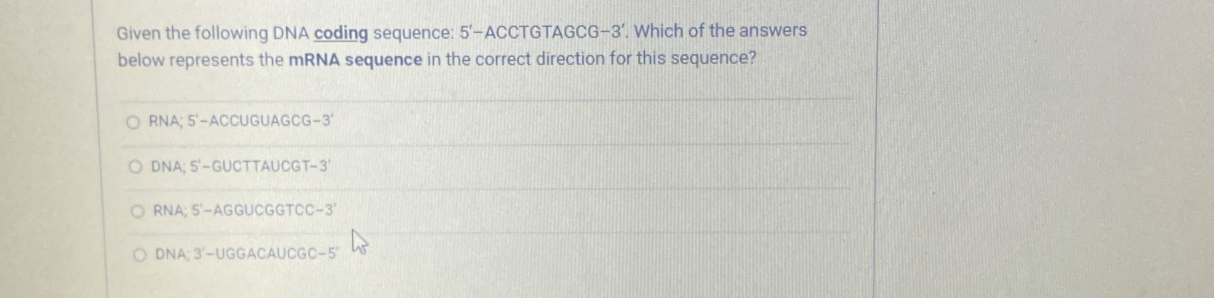 Solved Given the following DNA coding sequence: 5'- | Chegg.com