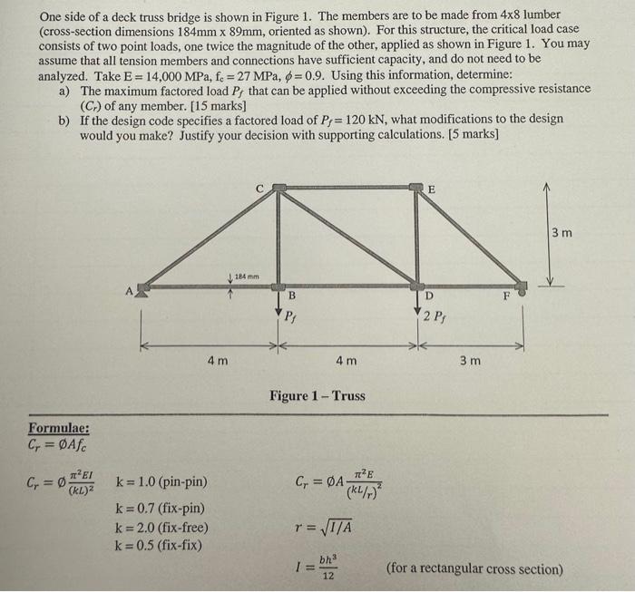 One side of a deck truss bridge is shown in Figure 1. | Chegg.com