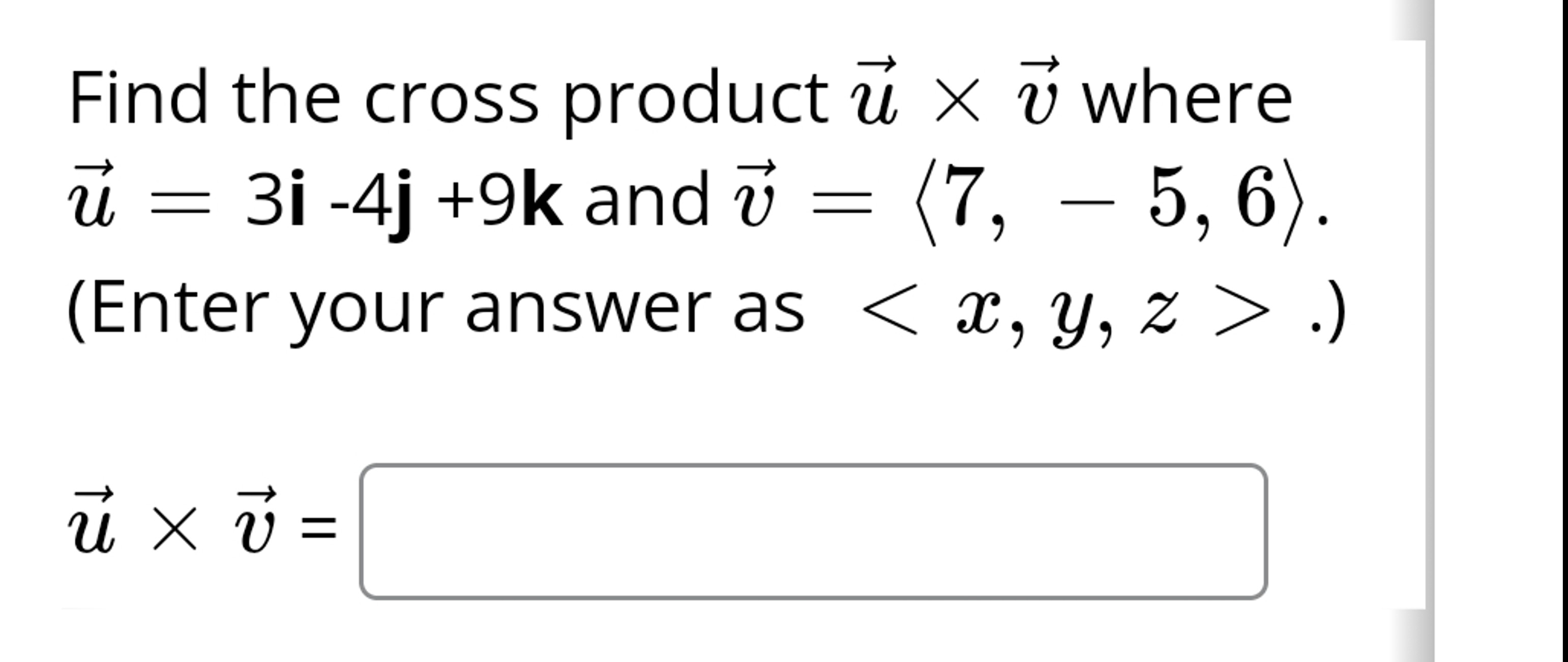 Solved Find the cross product vec(u)×vec(v) | Chegg.com
