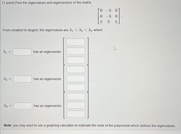 Solved (1 point) Find the eigenvalues and eigenvectors of | Chegg.com