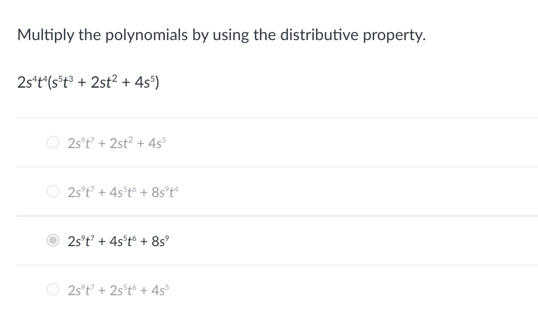 Solved Multiply the polynomials by using the distributive | Chegg.com