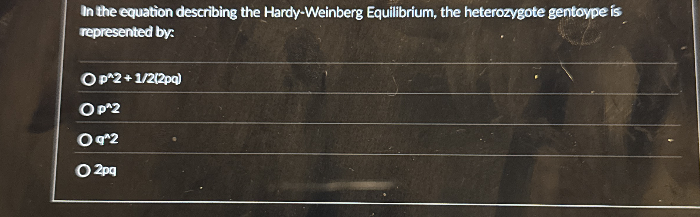 Solved In the equation describing the Hardy-Weinberg | Chegg.com