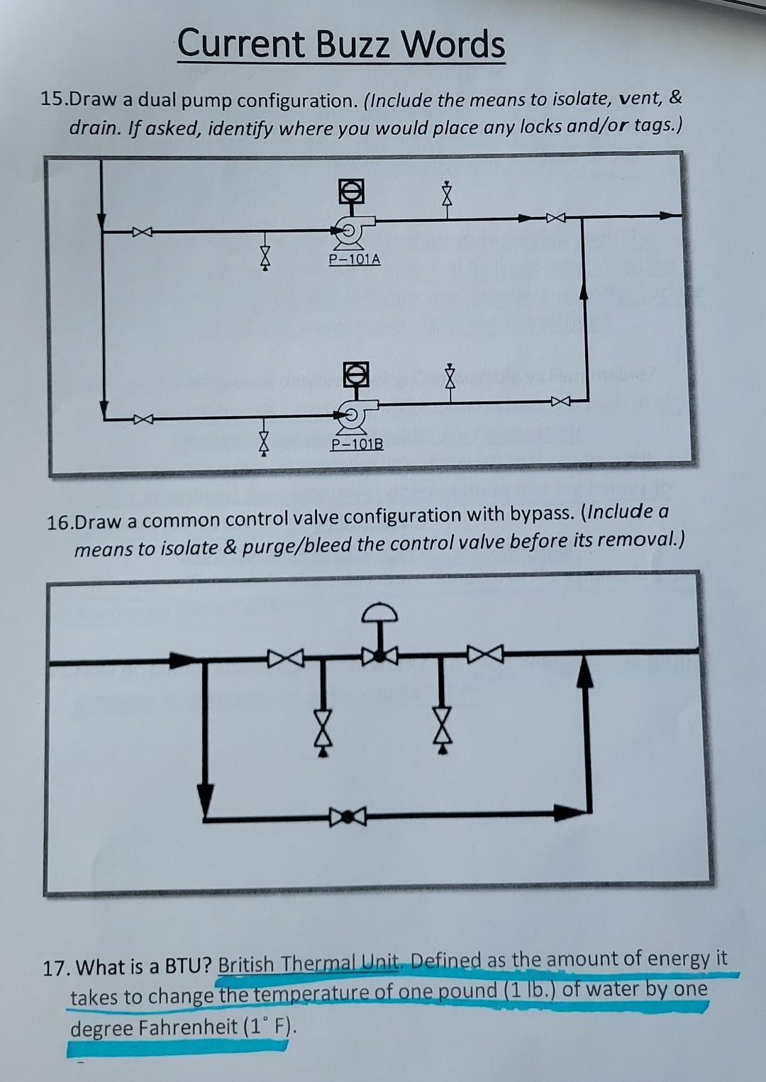 Solved Current Buzz Words 15.Draw a dual pump configuration. | Chegg.com
