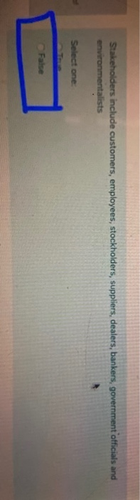 Solved Stakeholders include customers, employees, | Chegg.com